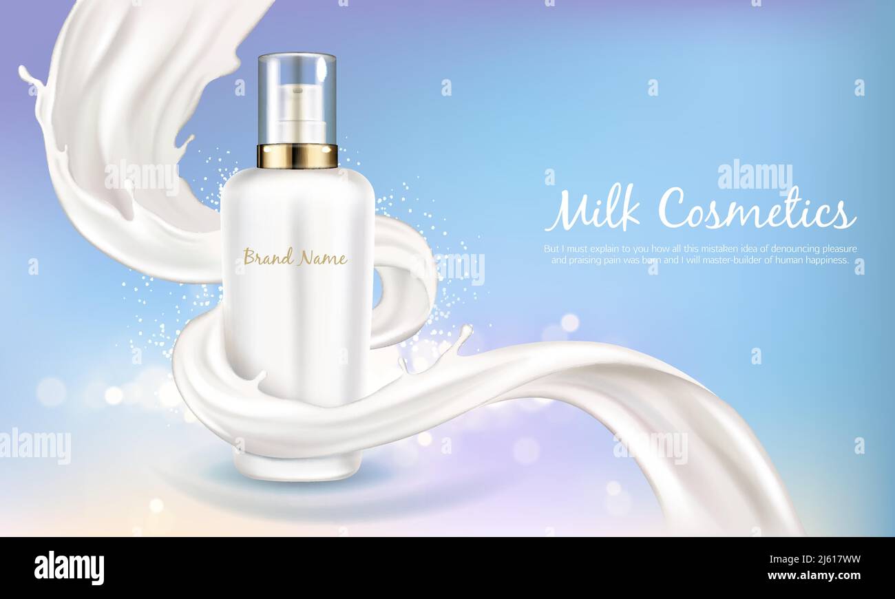 Vector cosmetic banner with 3d realistic white bottle for skin care ...