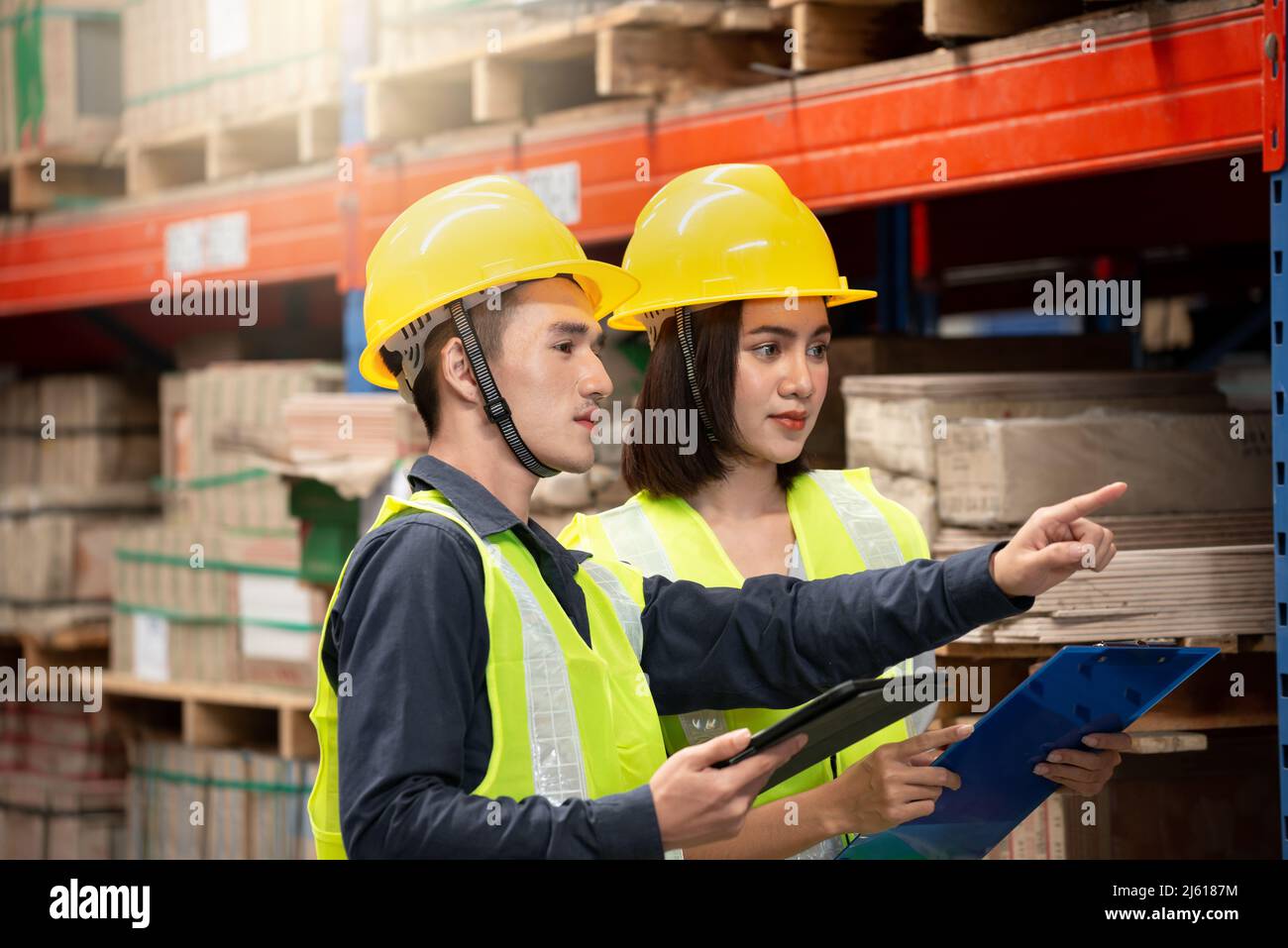 Port worker checking cargo hi-res stock photography and images - Alamy