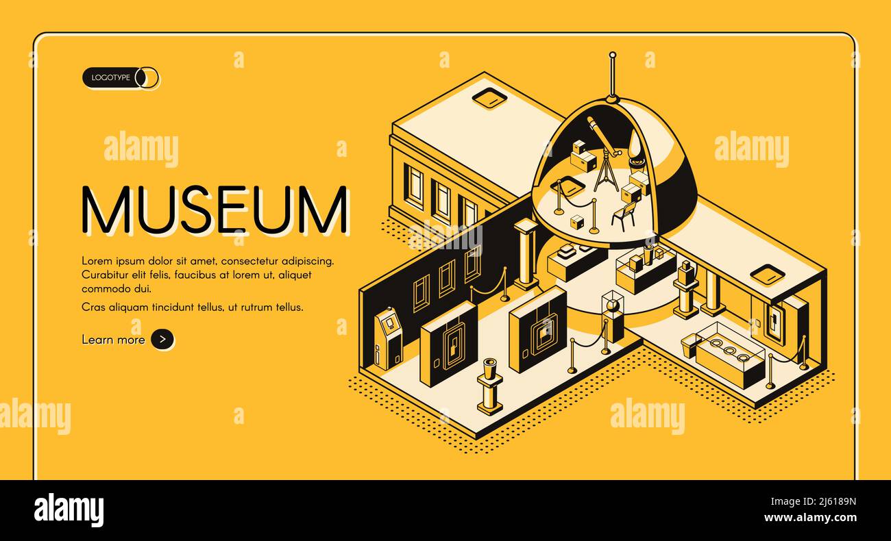 Historical, art or science museum cross section isometric vector web ...