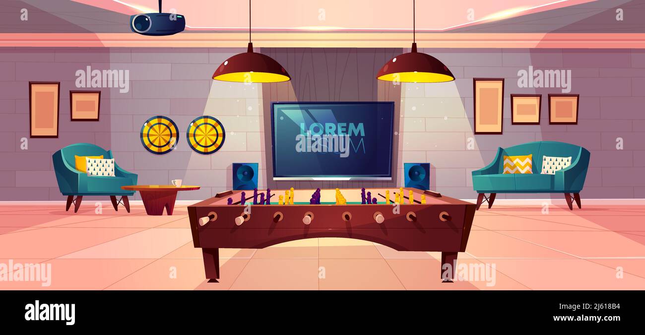 Comfortable recreation room for family leisure in house basement ...