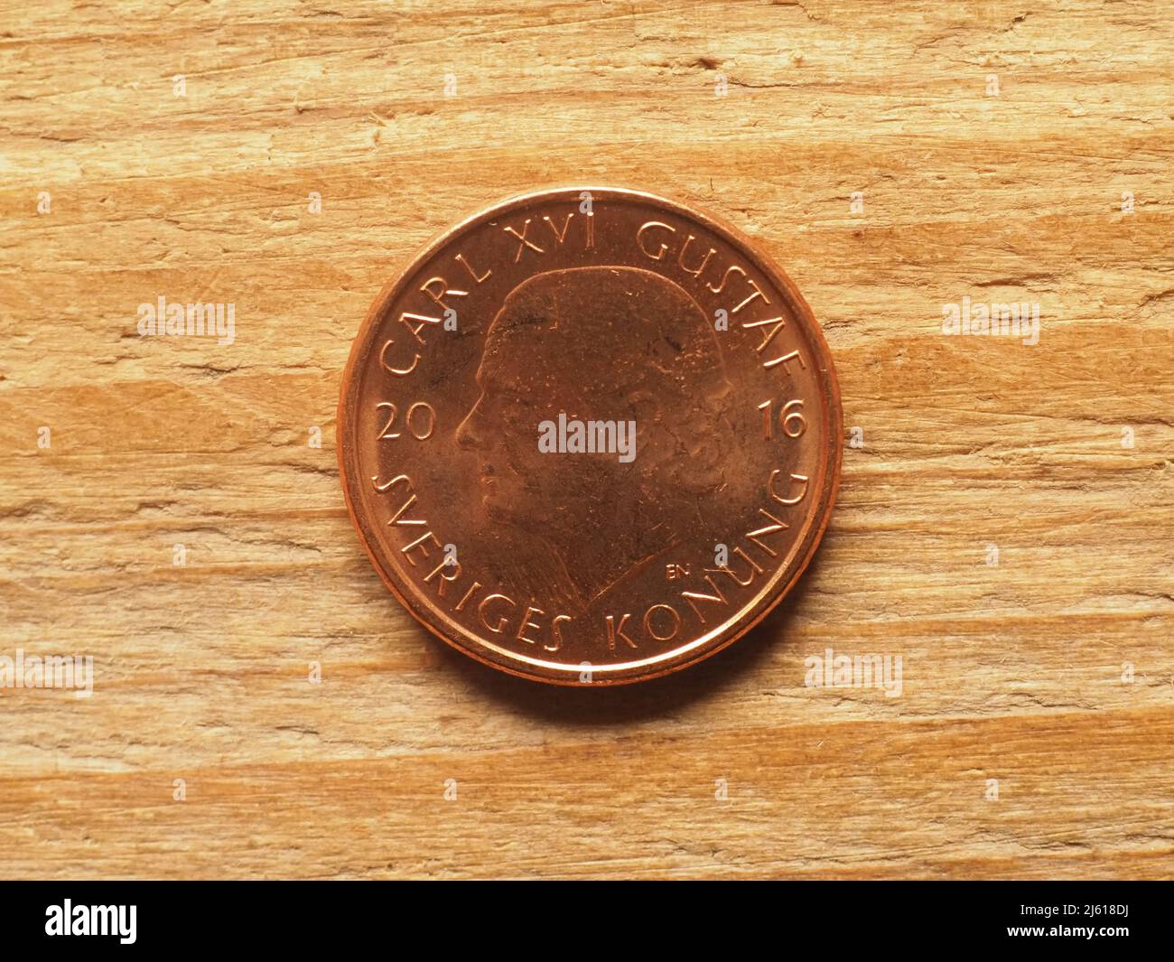 currency of Sweden one krona coin obverse showing king Carl XVI Gustaf ...