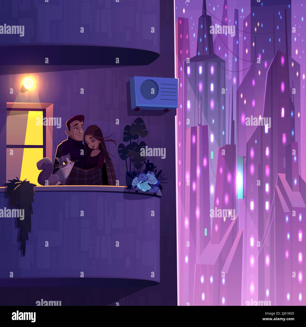 Comfortable living in modern multi-storey house cartoon vector with ...