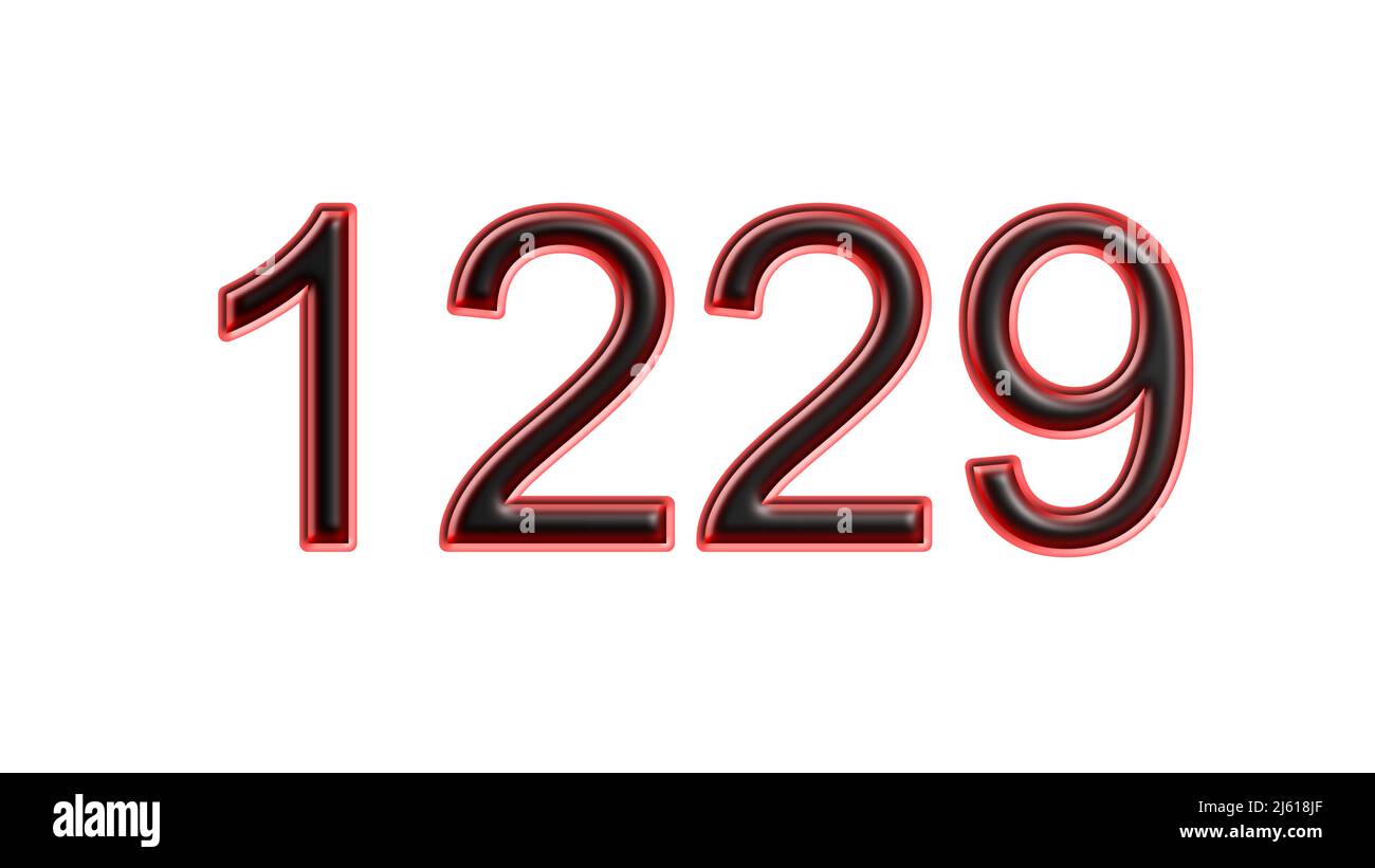 red 1229 number 3d effect white background Stock Photo - Alamy