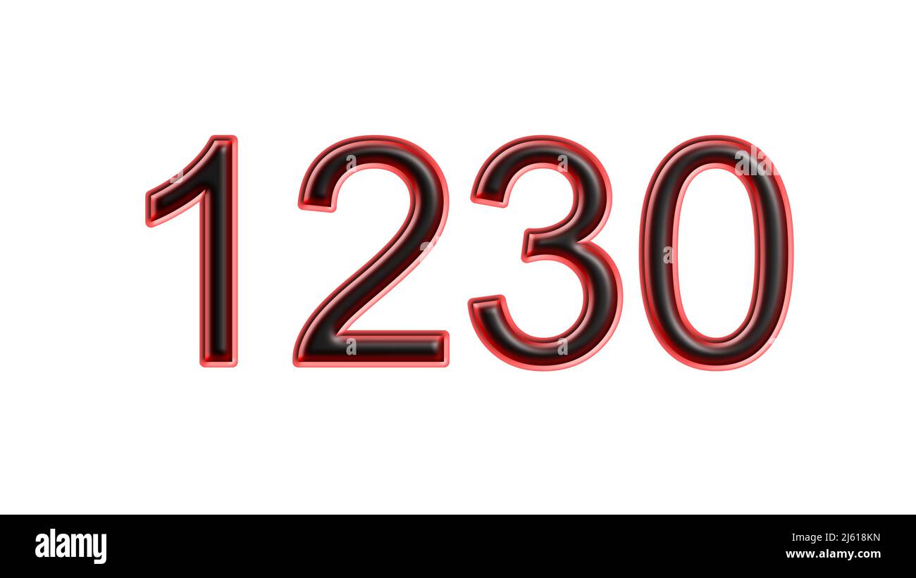 red 1230 number 3d effect white background Stock Photo - Alamy