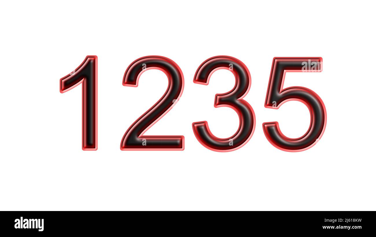 red 1235 number 3d effect white background Stock Photo - Alamy