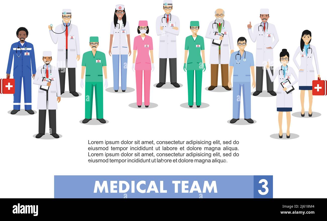 Detailed illustration of medical people in flat style on white ...