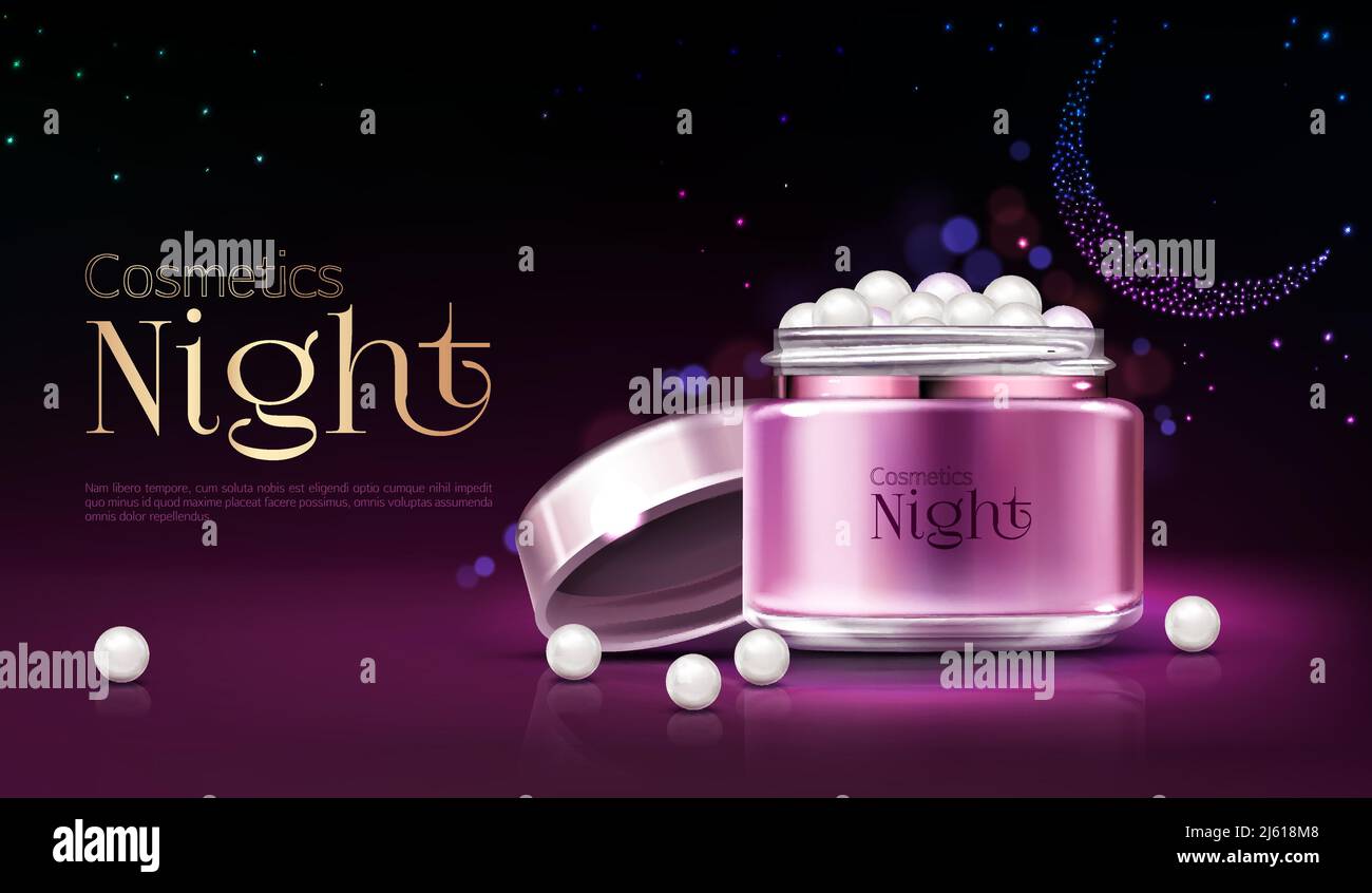 Womens night cosmetics product advertising banner, promotion poster ...