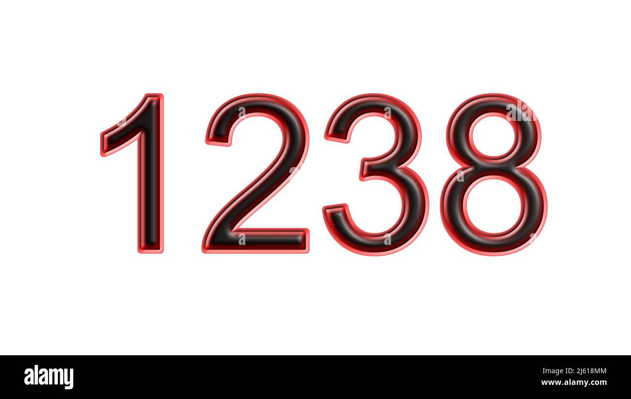 red 1238 number 3d effect white background Stock Photo - Alamy