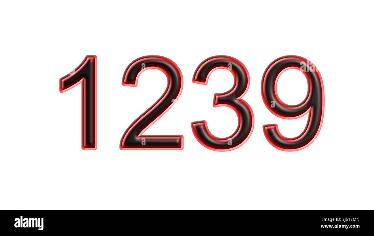 red 1239 number 3d effect white background Stock Photo - Alamy