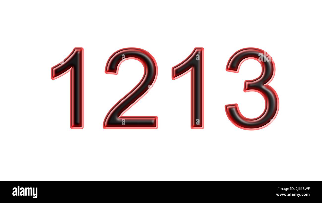 red 1213 number 3d effect white background Stock Photo - Alamy