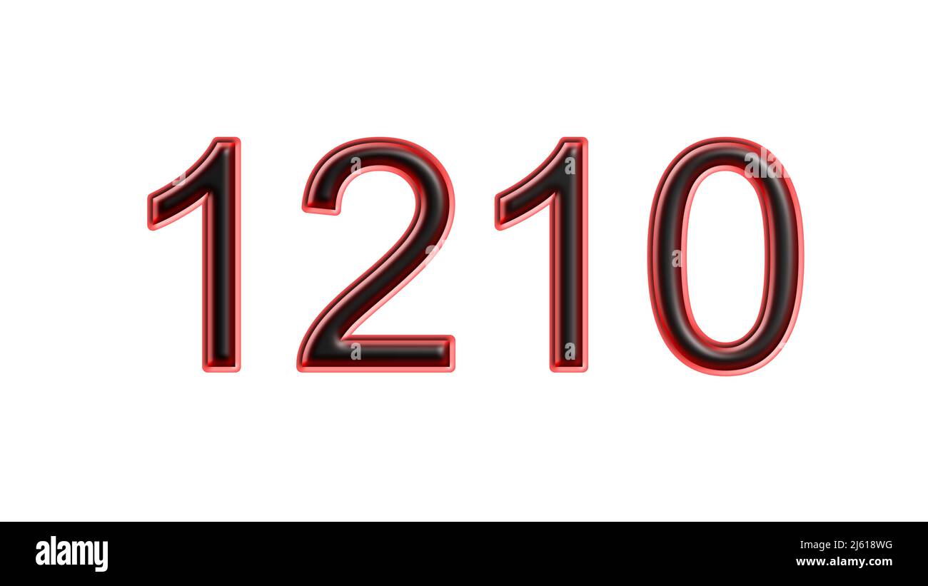 red 1210 number 3d effect white background Stock Photo - Alamy