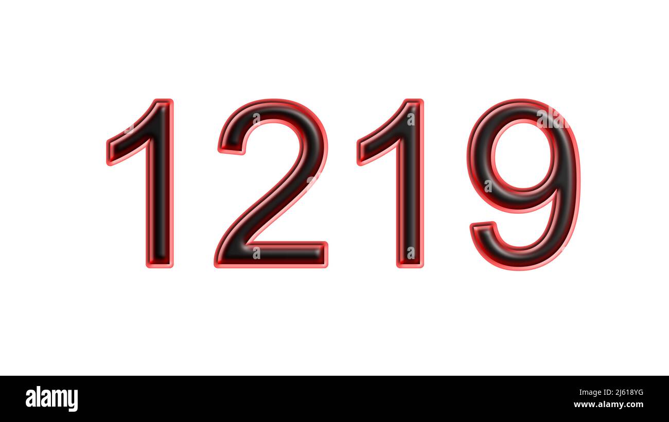red 1219 number 3d effect white background Stock Photo - Alamy