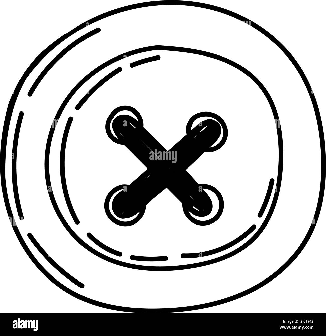 A button, hand-drawn doodle in sketch style. Sewn button. Handmade ...