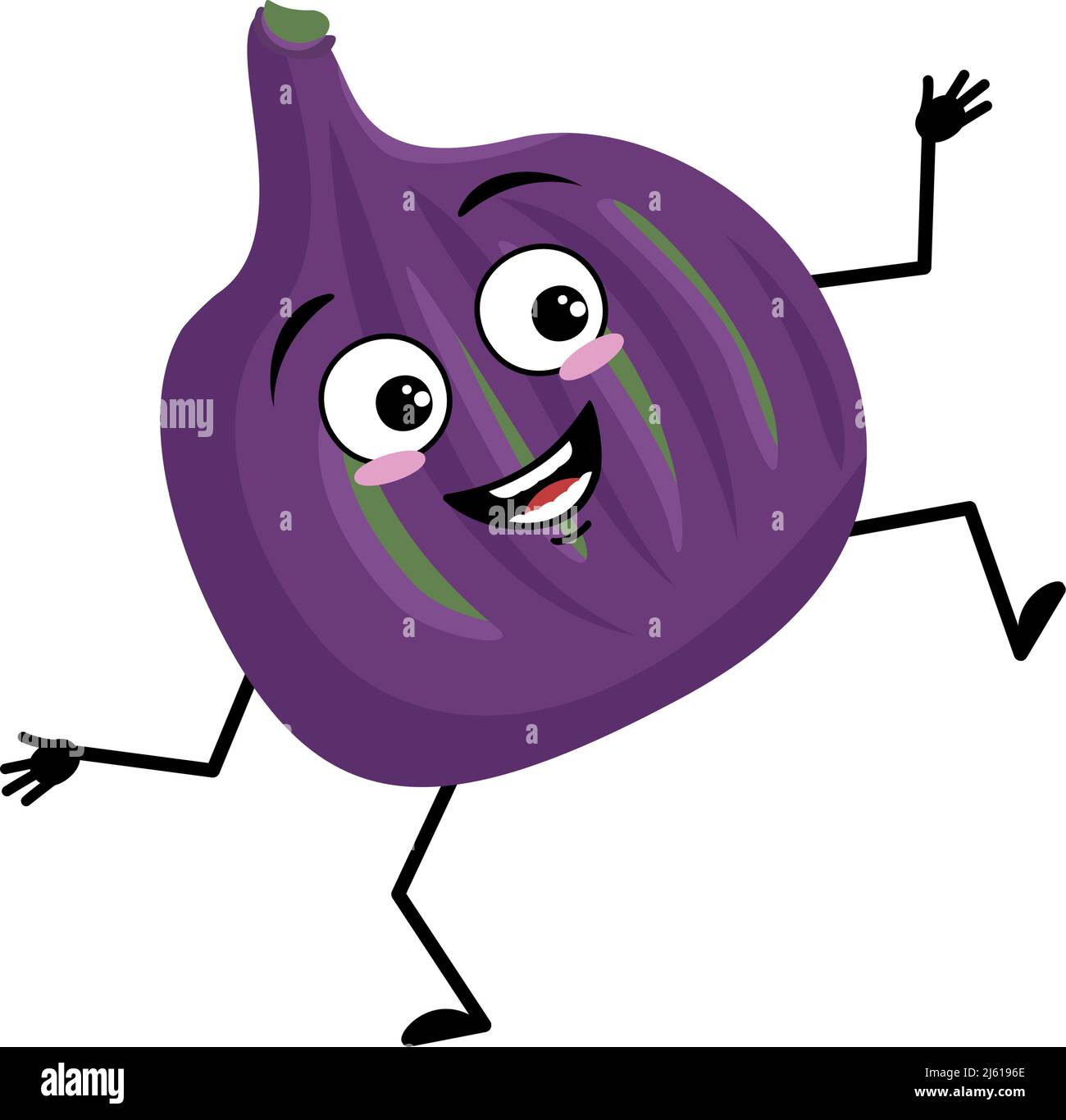 Fig character with happy emotion, joyful face, smile eyes, arms and ...