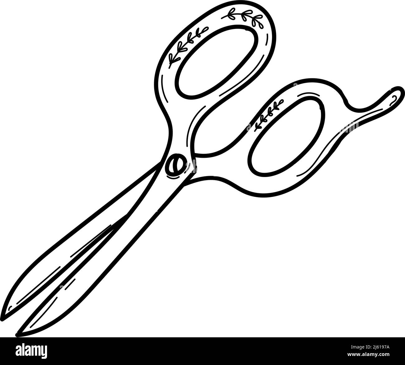 Scissors with decorative patterns, hand-drawn in sketch style. Cut ...