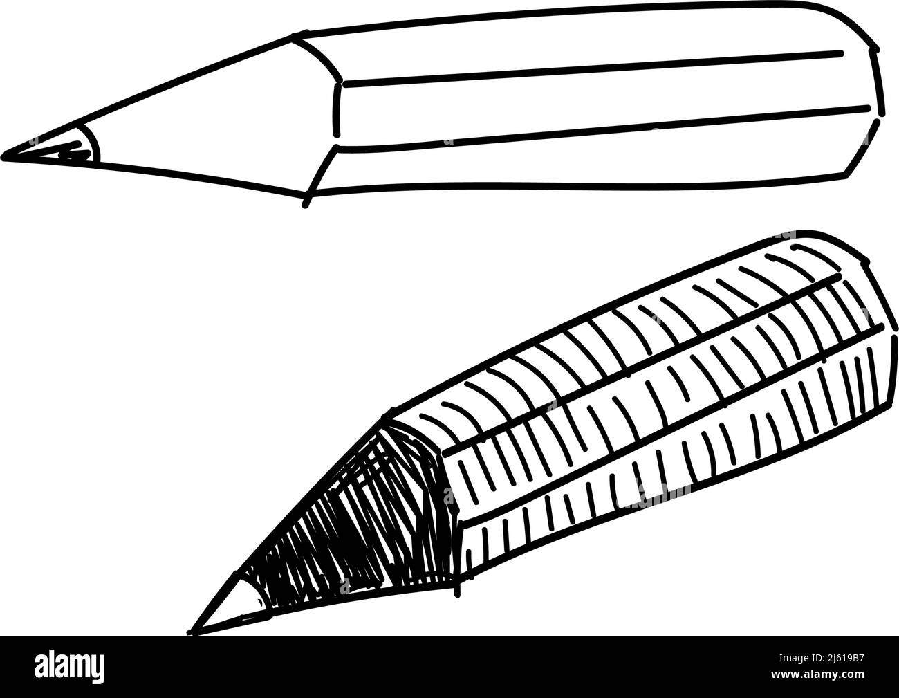 Pencils, a hand-drawn doodle in sketch style. Small pencils with ...