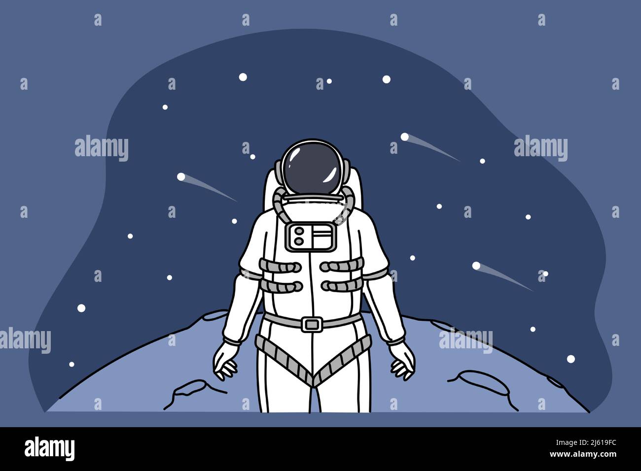 Astronaut in spacesuit explore planet in universe look in space full of ...