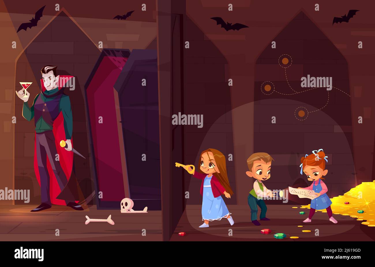 Quest escape room for kids entertainment cartoon vector concept. Little ...