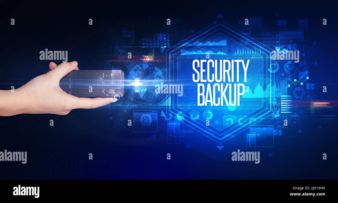 hand holding wireless peripheral, cyber security concept Stock Photo ...