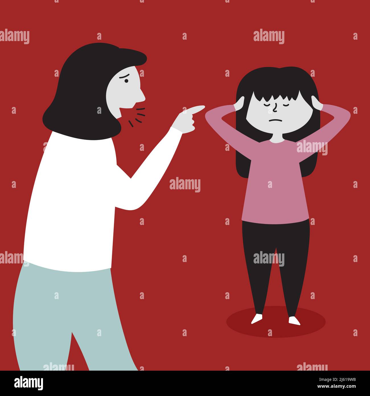Mother Shouting Young Daughter Stock Vector Images Alamy