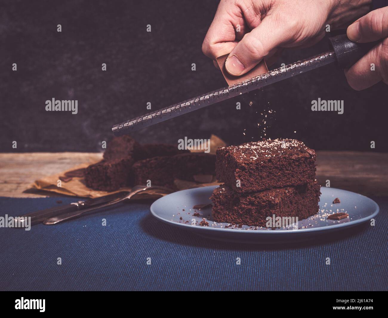 image shows how to decorate fresh baked fluffy brownies with choclate ...