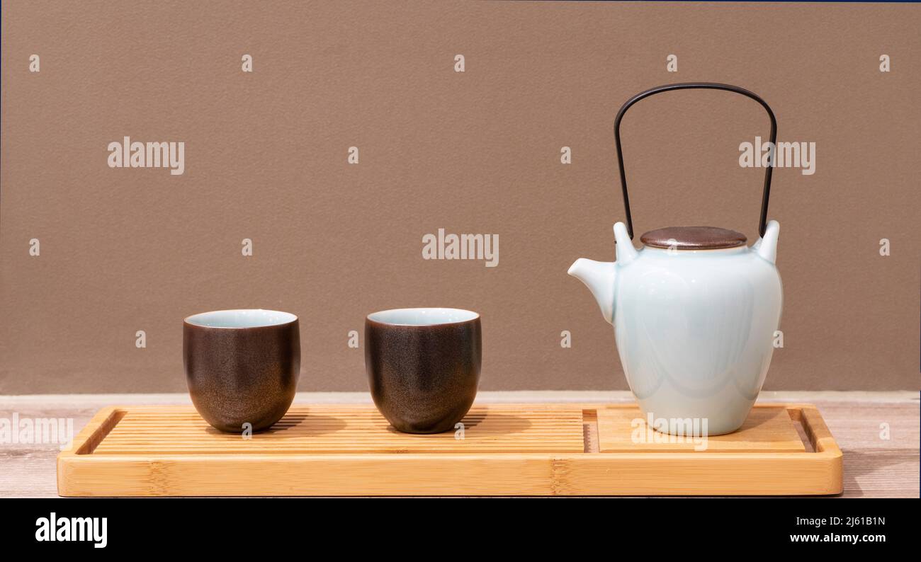 A traditional China tea set. Plain design with special texture Stock ...