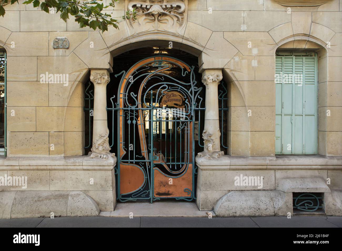 Main entrance to the Castel Béranger in Paris, France. The residential ...