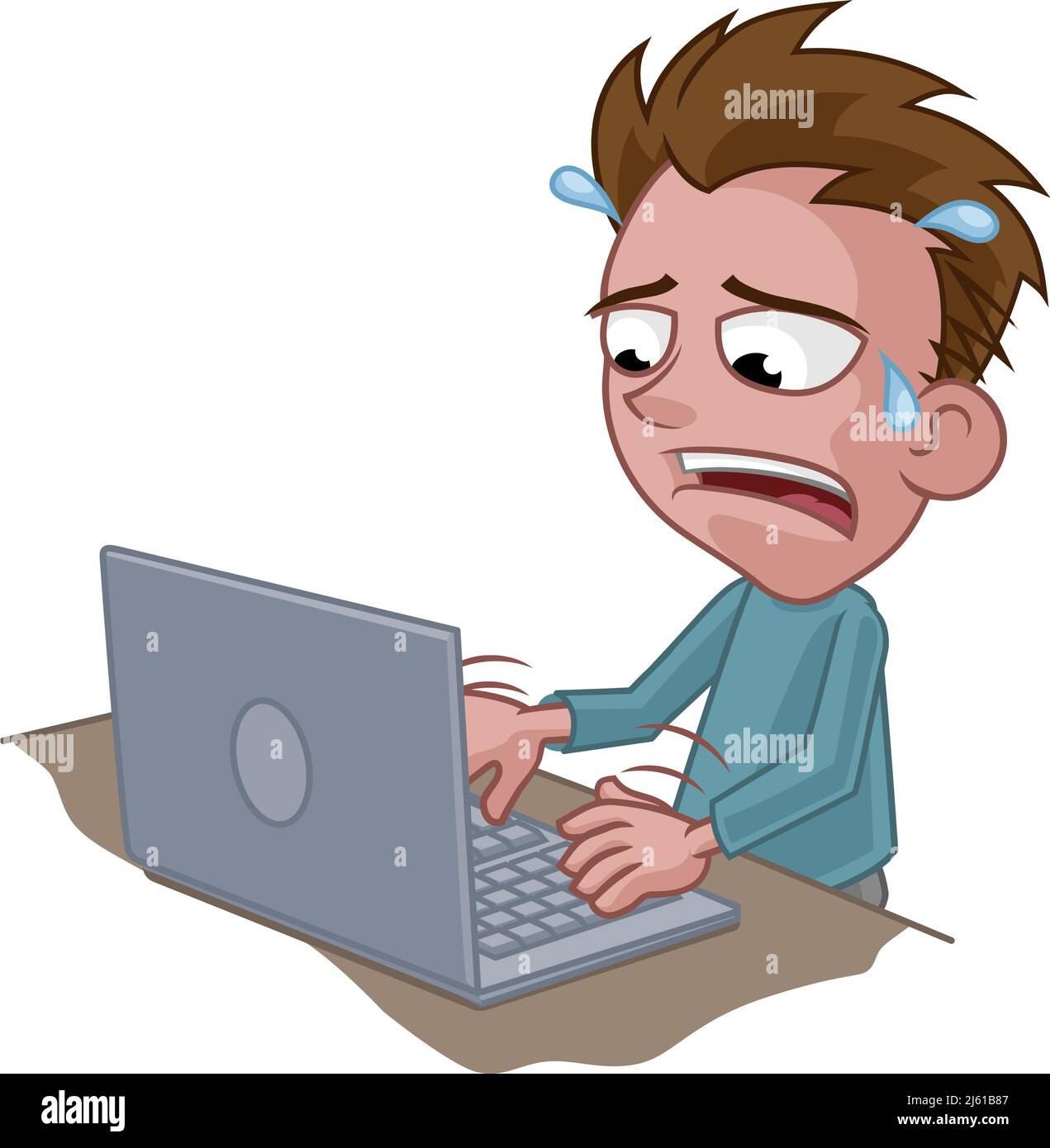 Stressed Anxious Man Using Laptop Cartoon Stock Vector Image & Art - Alamy