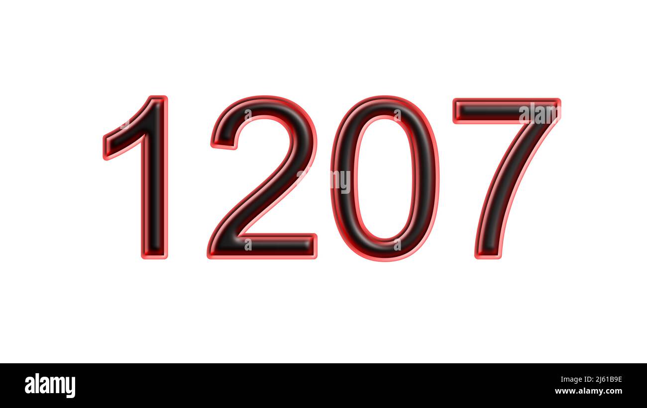 red 1207 number 3d effect white background Stock Photo - Alamy