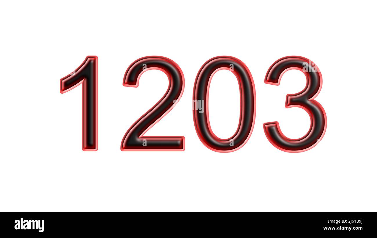 red 1203 number 3d effect white background Stock Photo - Alamy