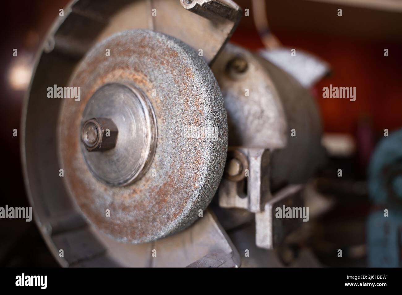 Grinding machine with an abrasive wheel close-up. Grinding wheel Stock ...