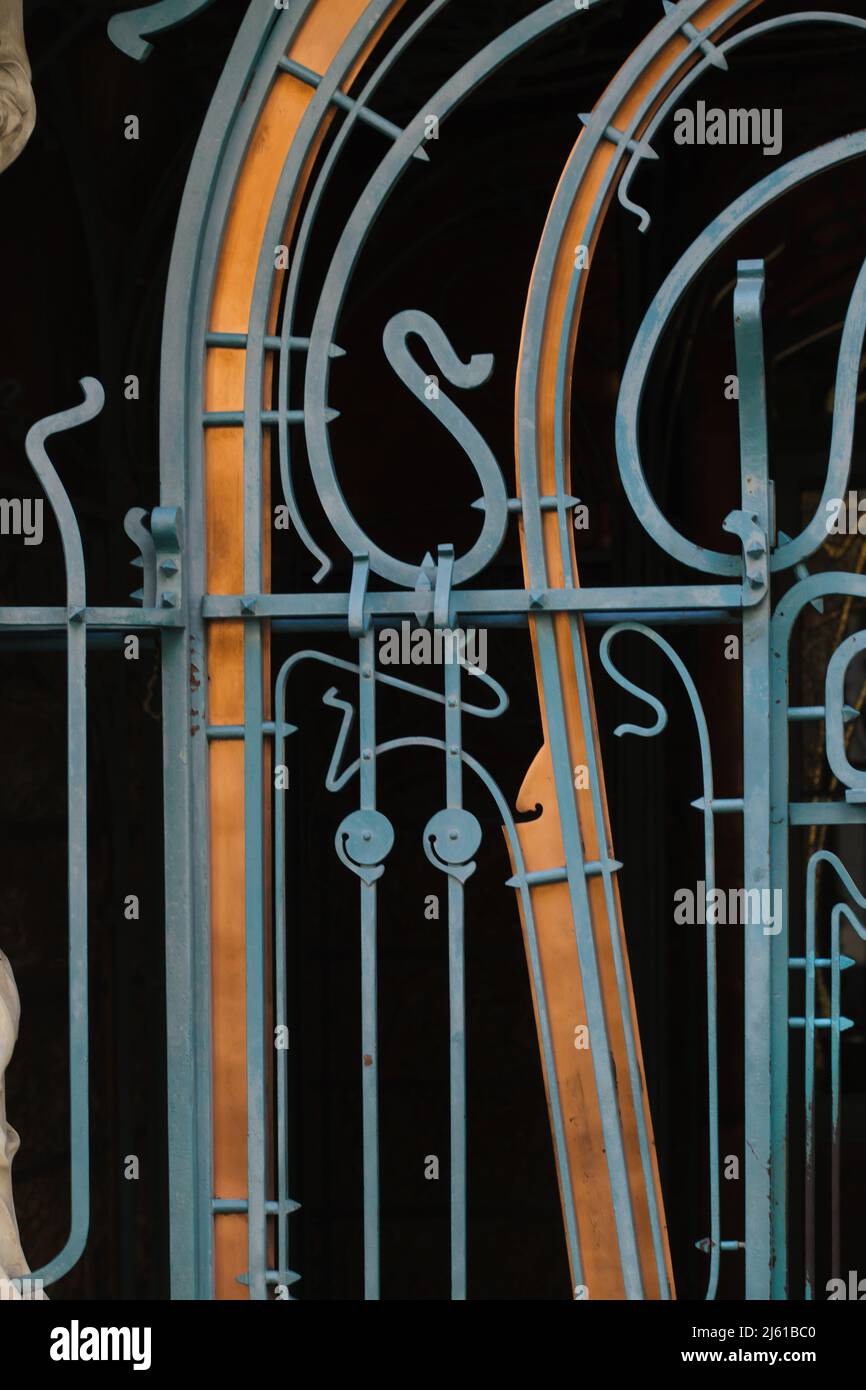 Detail of the main entrance to the Castel Béranger in Paris, France ...