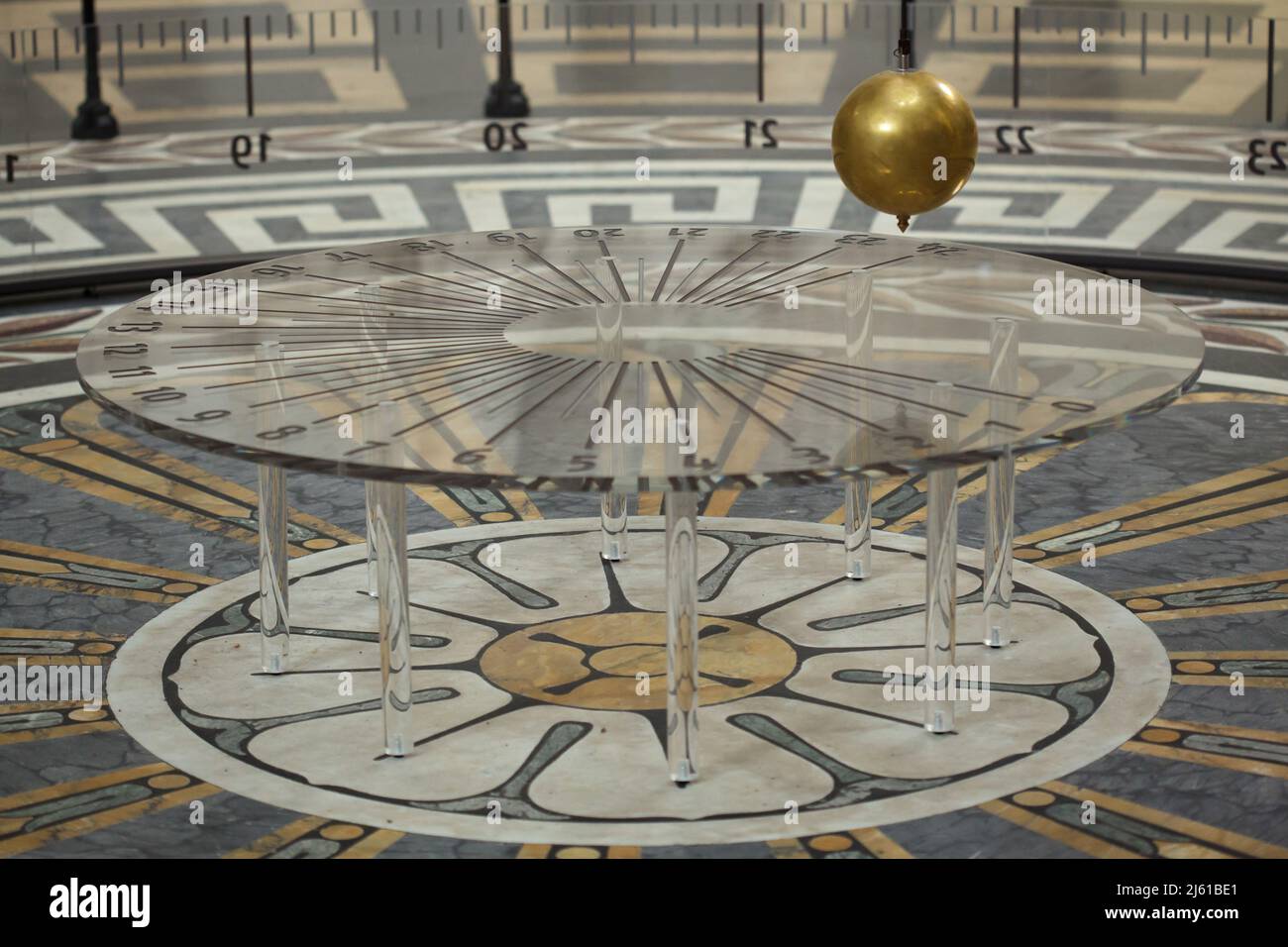 Foucault's pendulum installed under the main dome in the Panthéon in ...