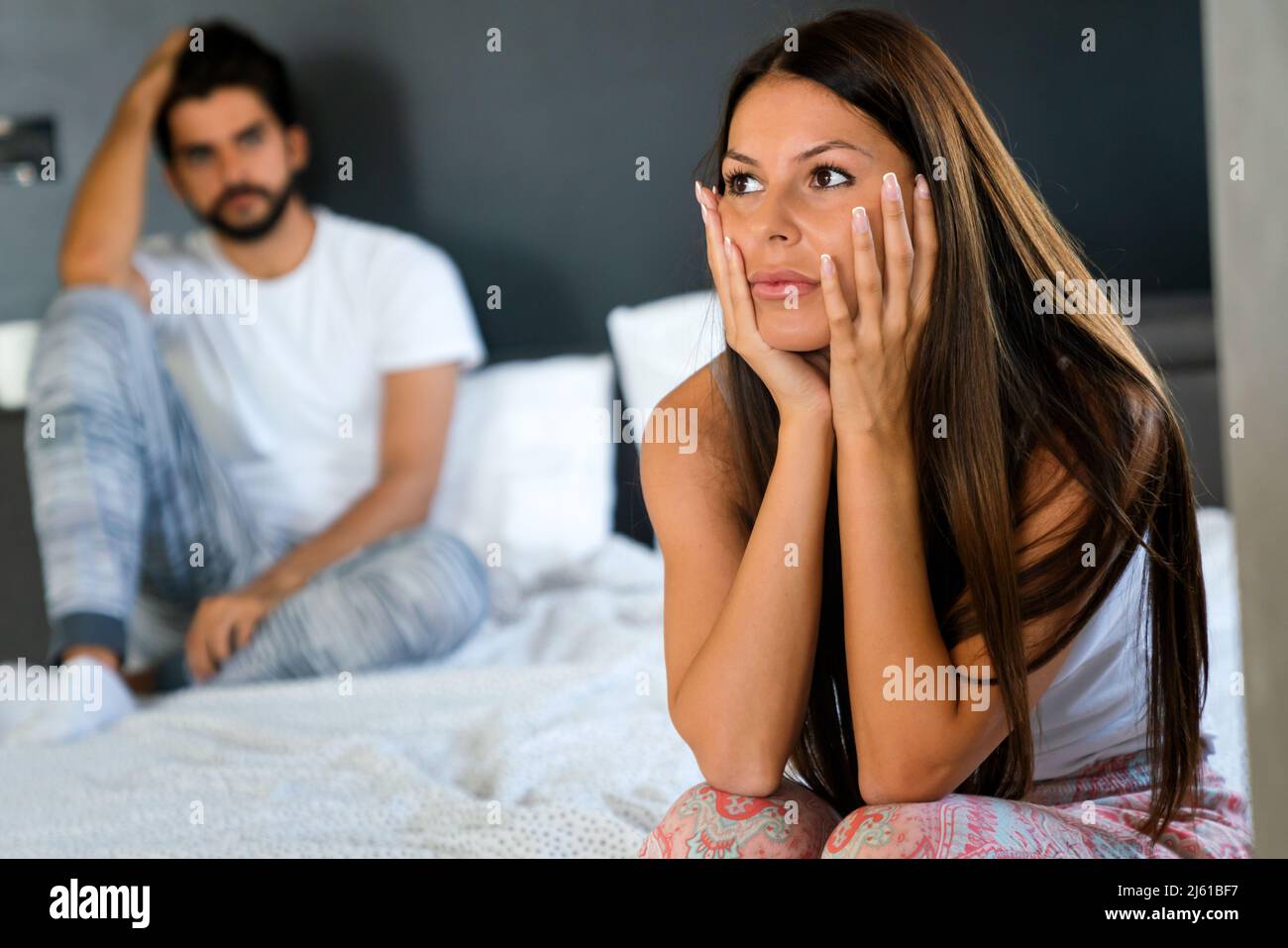 Frustrated couple arguing and having marriage problems Stock Photo - Alamy