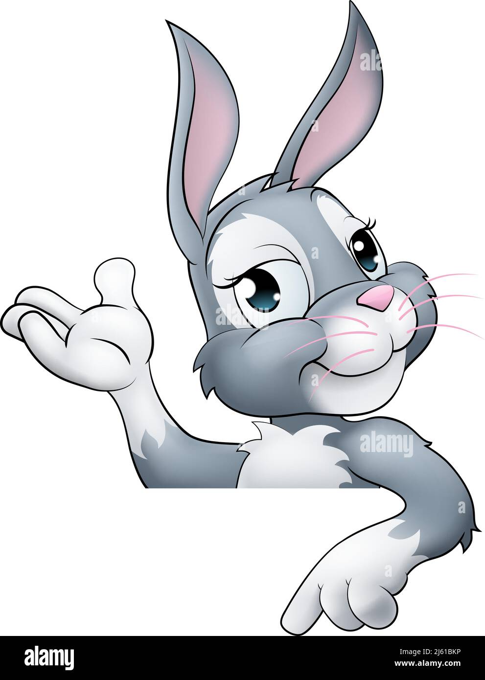 Easter Bunny Rabbit Cartoon Character Peeking Sign Stock Vector Image ...
