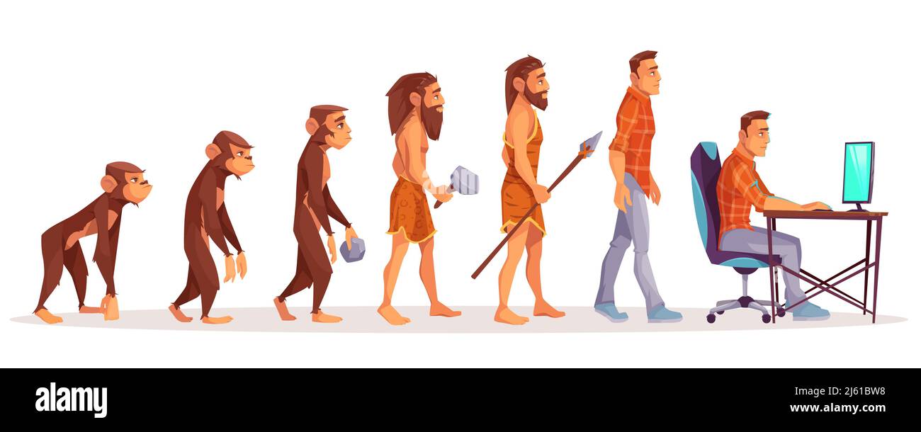 Evolution of man from ape darwin Stock Vector Images - Alamy
