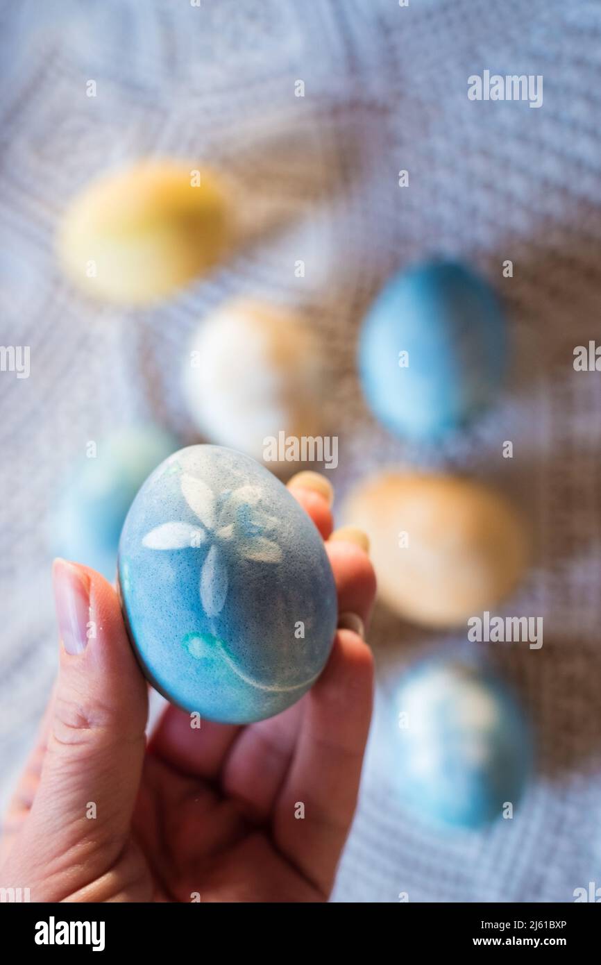 Easter egg painted with natural egg dye from plants Stock Photo - Alamy