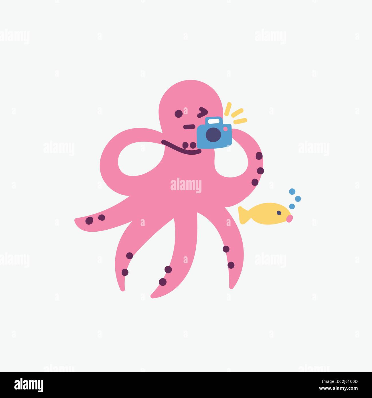 Cute Octopus Cartoon With Mustache