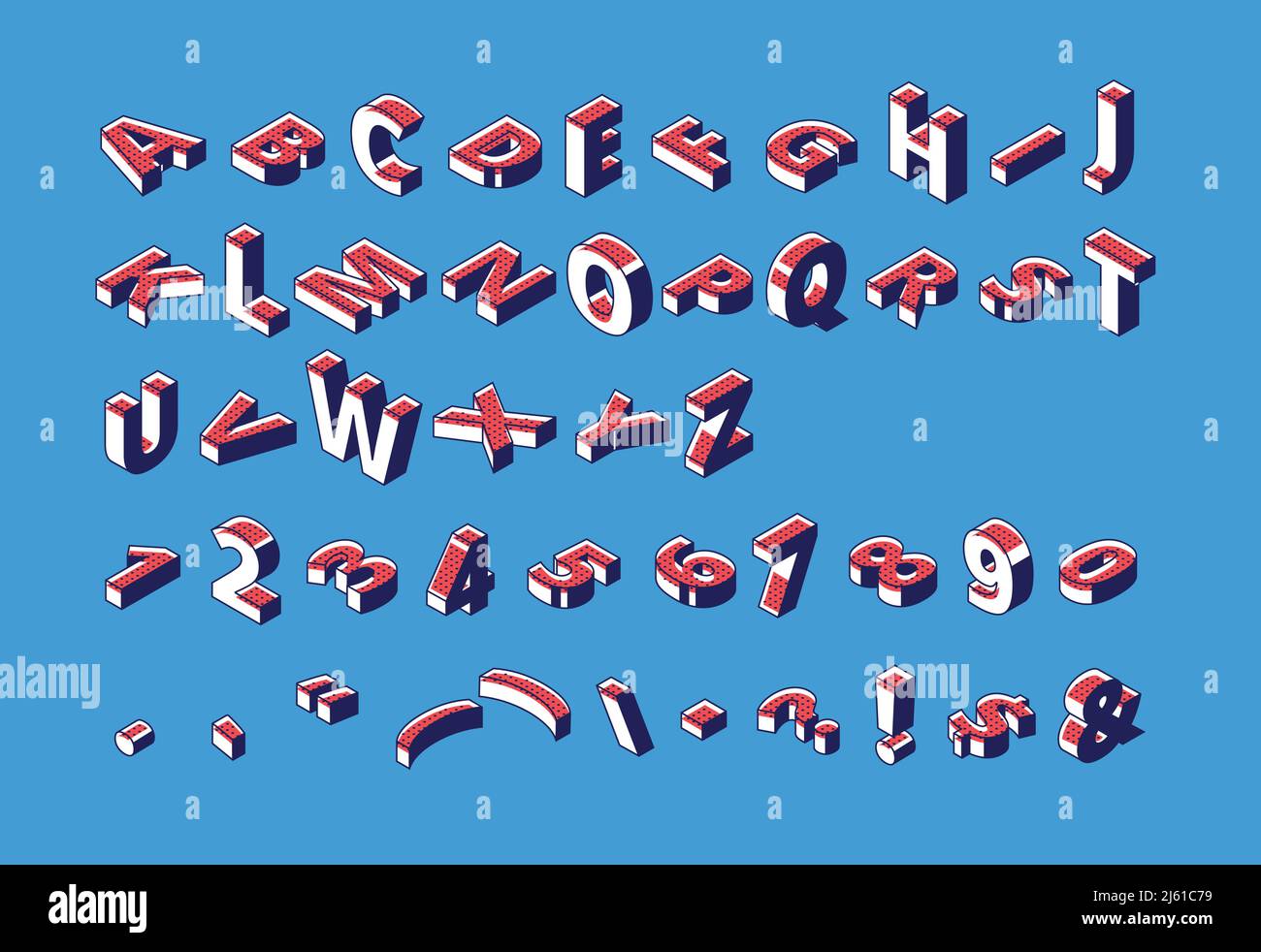 Isometric alphabet, abc, numbers and punctuation Uppercase letters ...