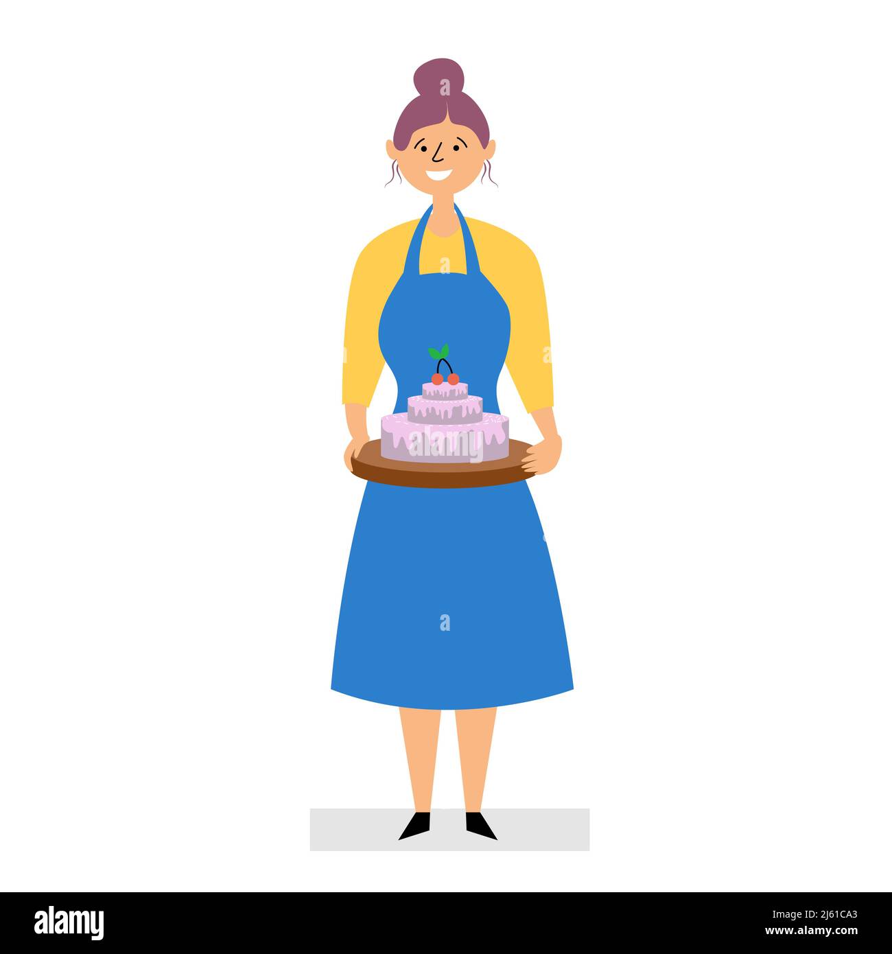Lady eating cake illustration Stock Vector Images - Alamy