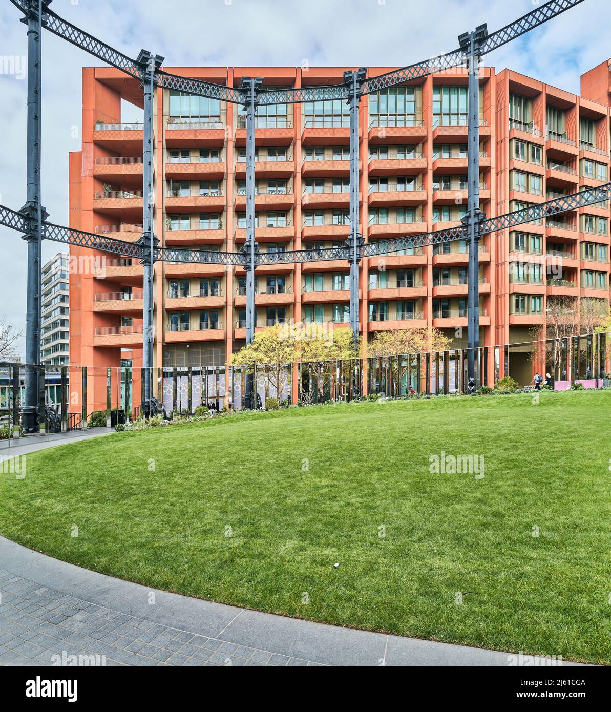 Tapestry block of luxury apartments beside Regents canal, London Stock ...