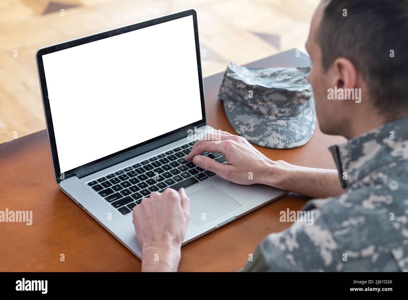 laptop with blank screen, military Stock Photo - Alamy