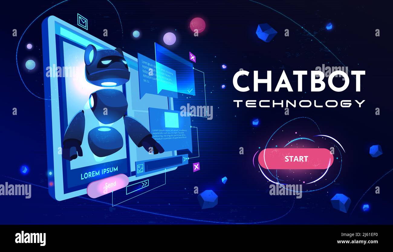 Chatbot technology service cartoon vector web banner, landing page ...