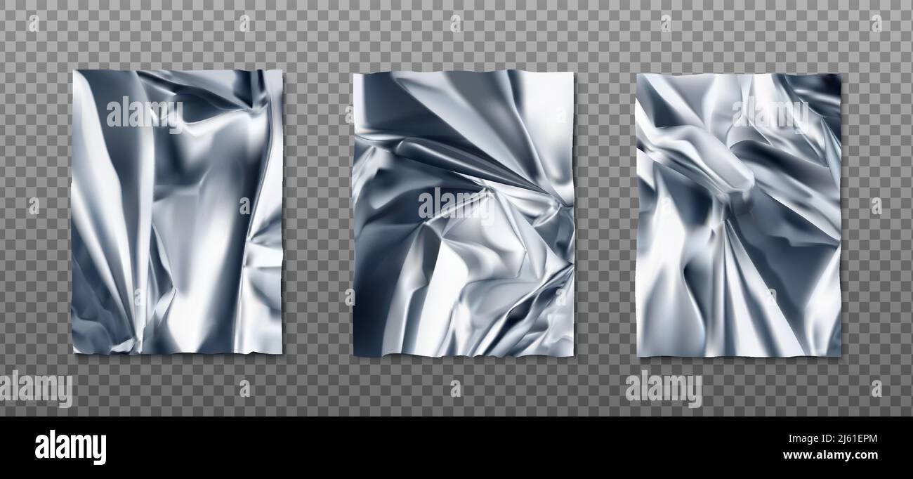 3d realistic vector icon set. Wrinkled sheets of foil Stock Vector ...
