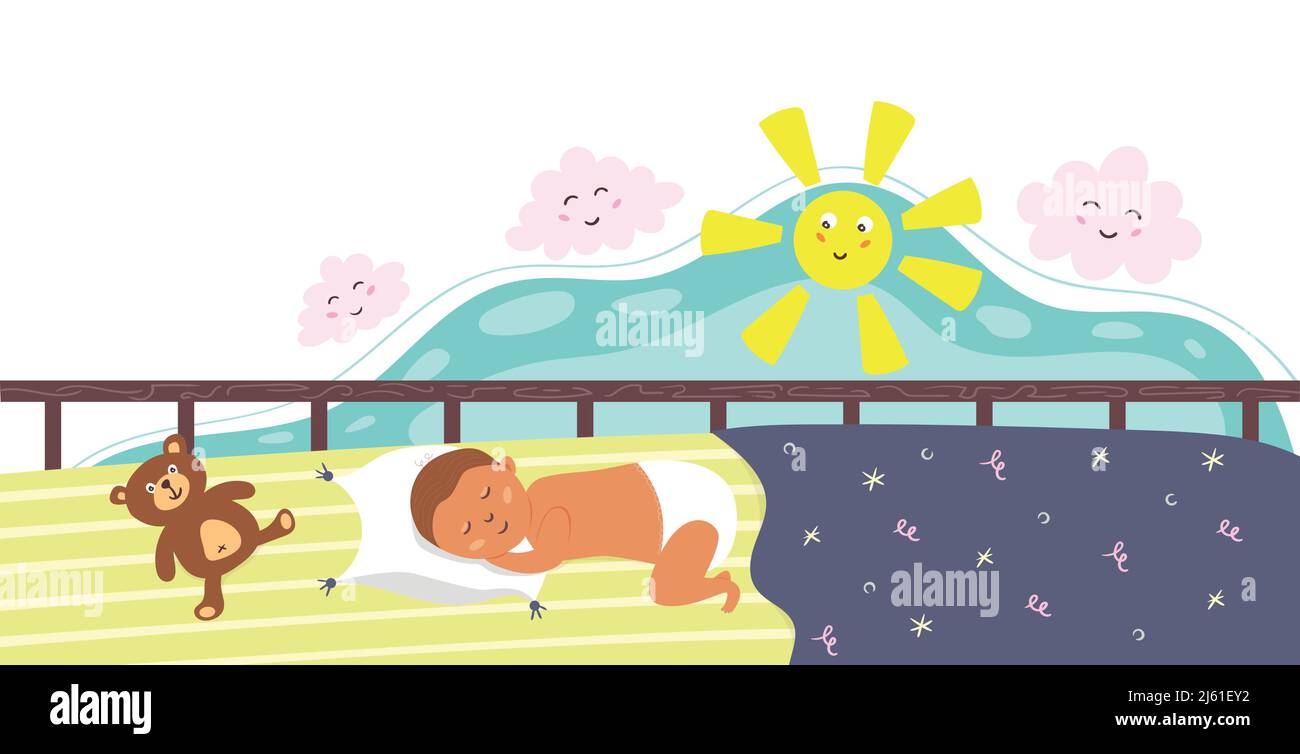 Baby sleeping in cot Stock Vector Images - Alamy