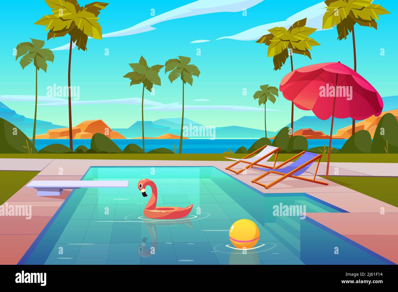 Empty beach lounges Stock Vector Images - Alamy