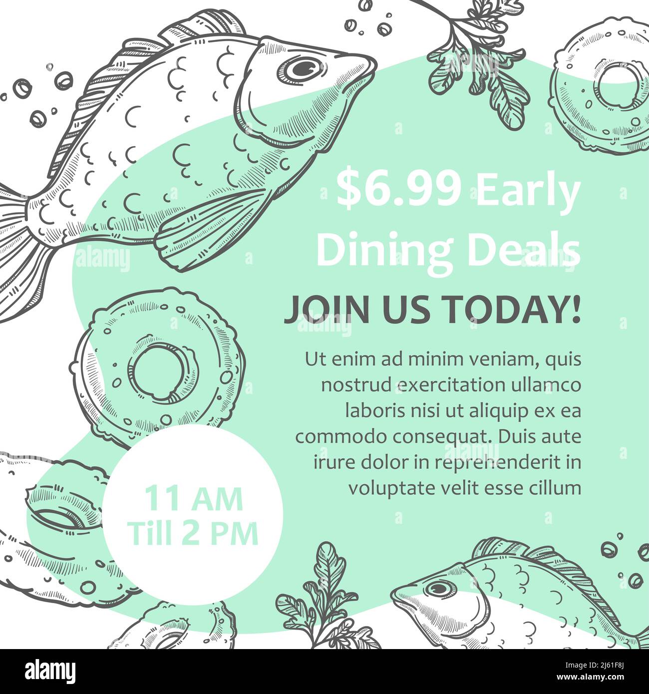 Early dining deals, restaurant discounts vector Stock Vector Image ...