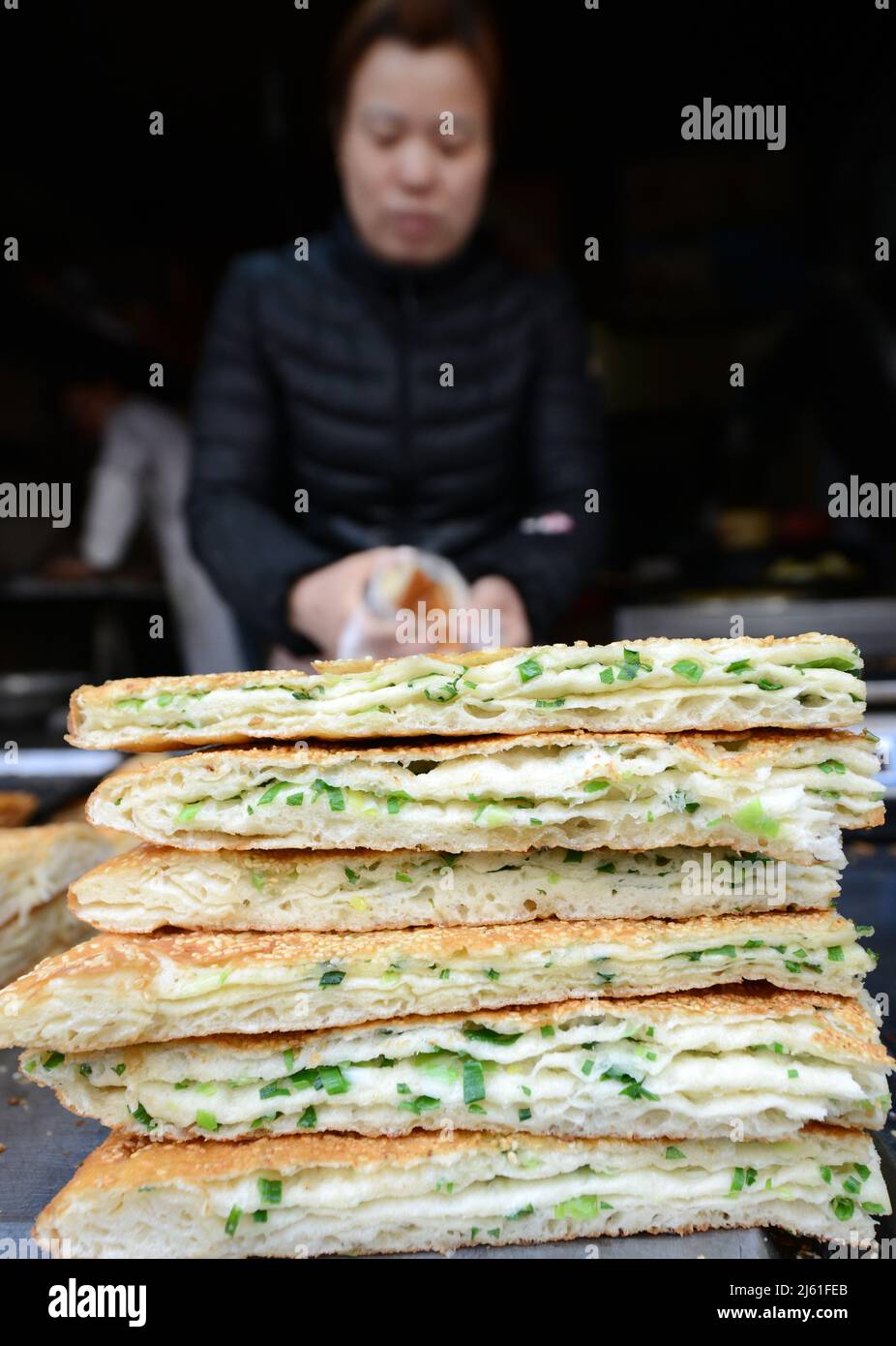 Cong you bing is a traditional Chinese scallion oil pancake / flatbread ...