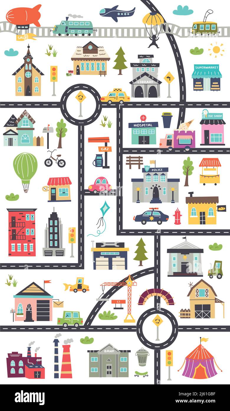 Childrens road map Cut Out Stock Images & Pictures - Alamy