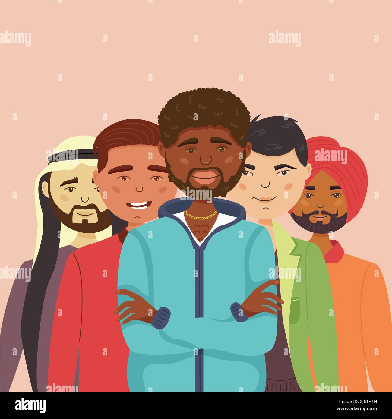 Group young men different nationalities Stock Vector Images - Alamy